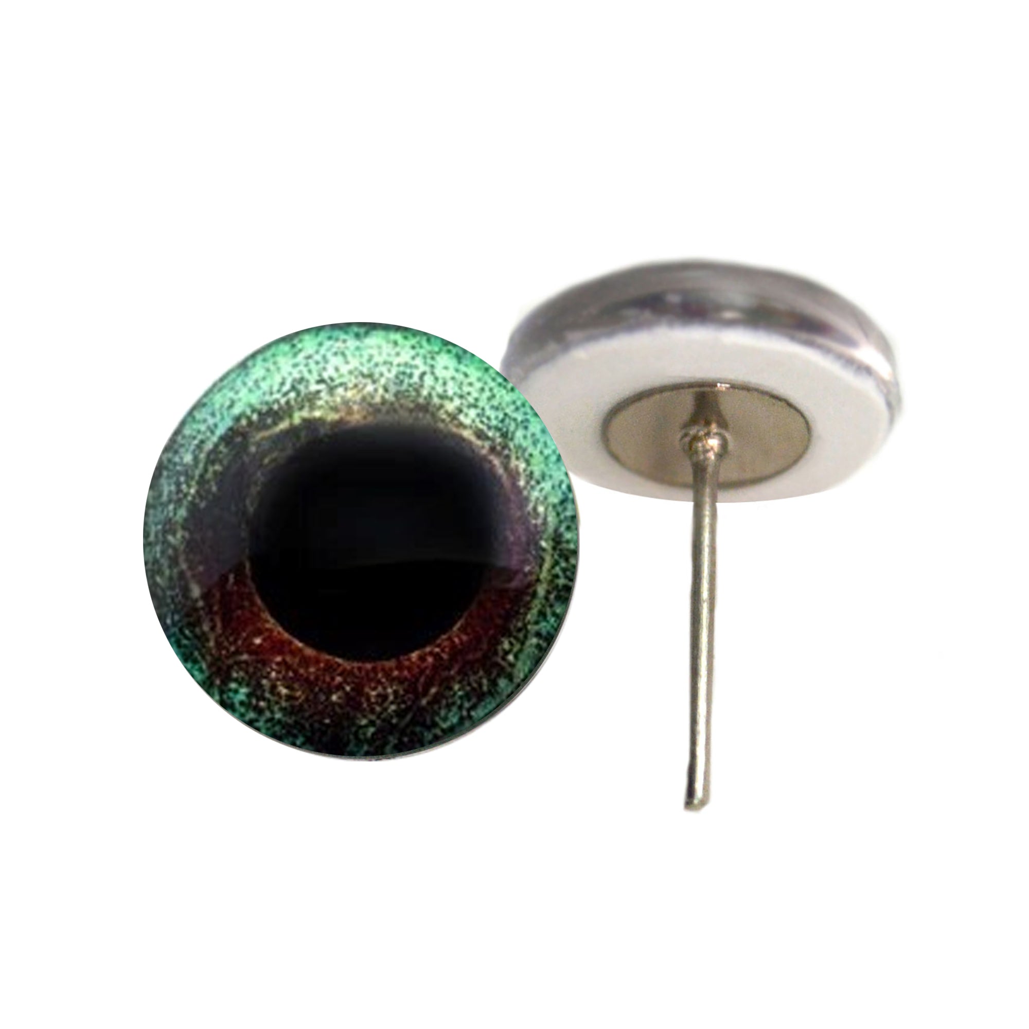 Jade Green and Maroon Bird Glass Eyes on Wire Pin Posts – Handmade ...