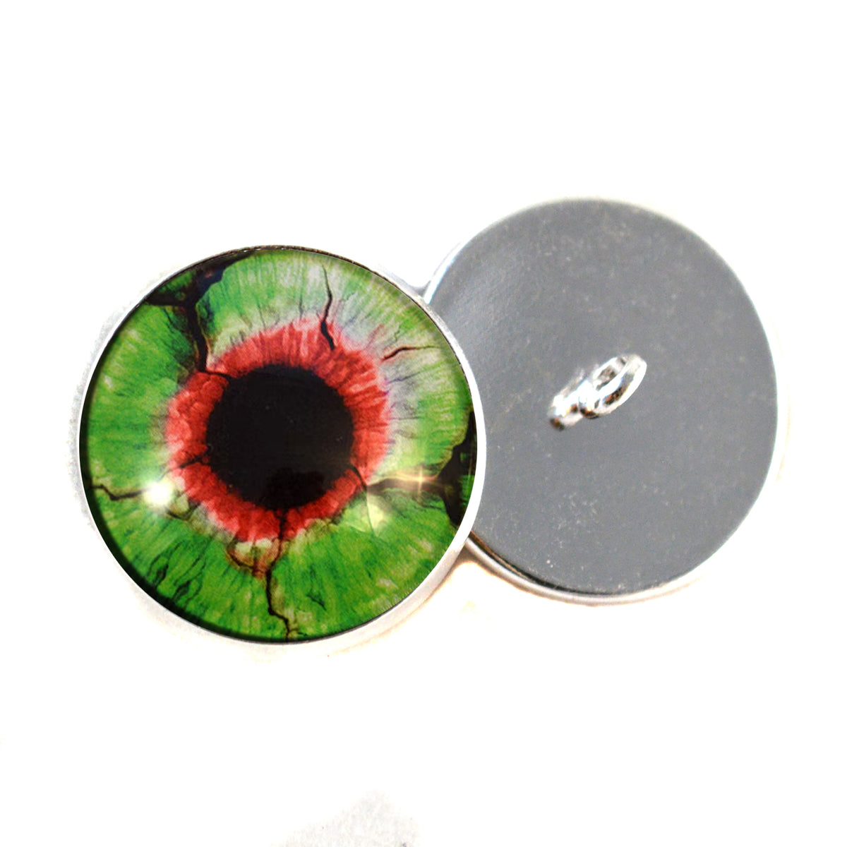 Green and Red Zombie Sew-On Button Glass Eyes – Handmade Glass Eyes