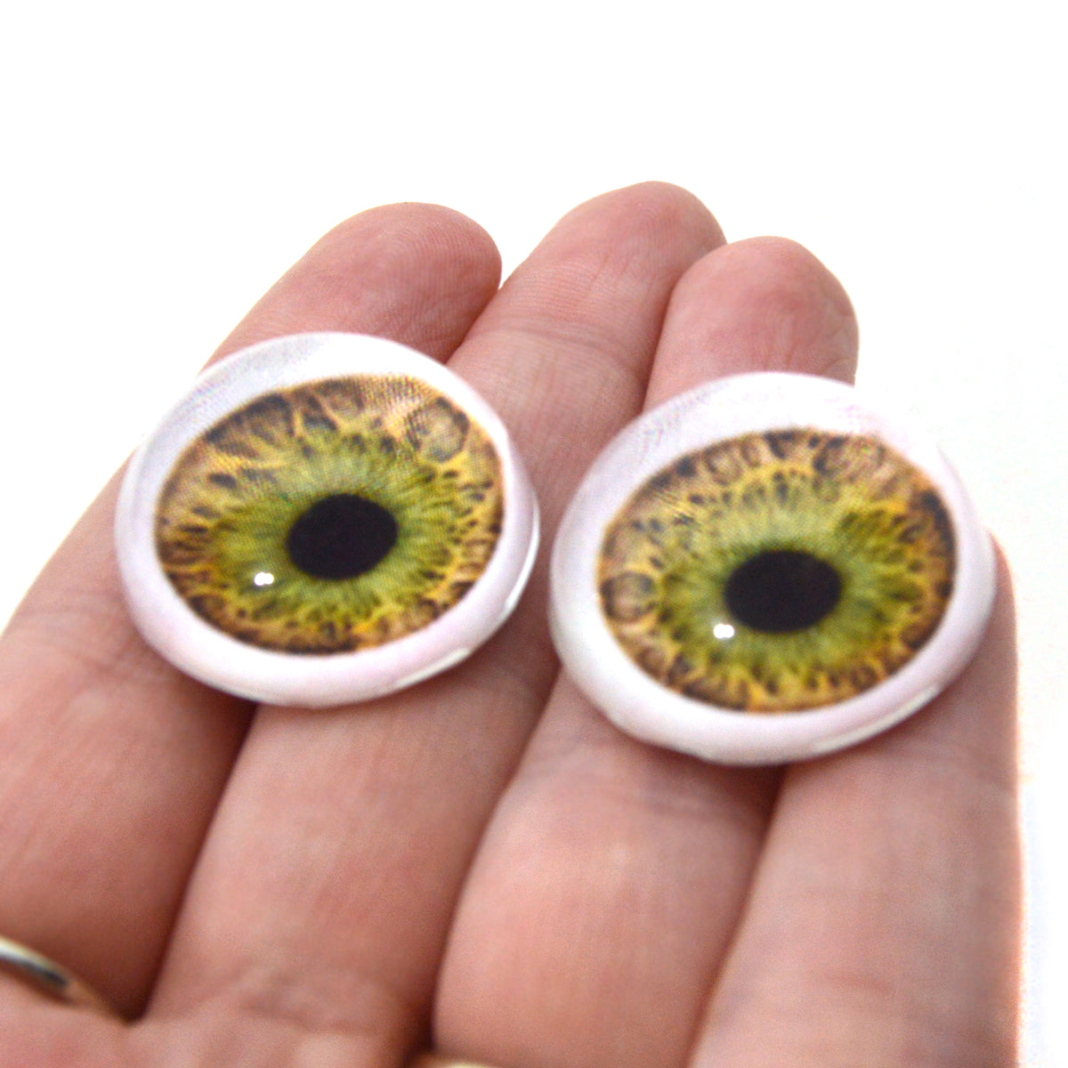 High Domed Hazel Human Glass Eyes with Whites Scleras – Handmade Glass Eyes