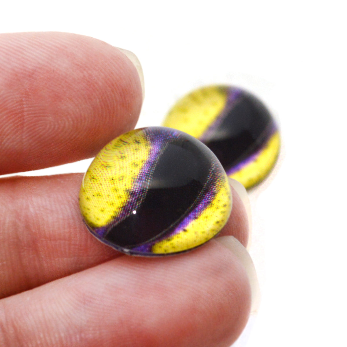 High Domed Yellow and Purple Octopus Glass Eyes – Handmade Glass Eyes