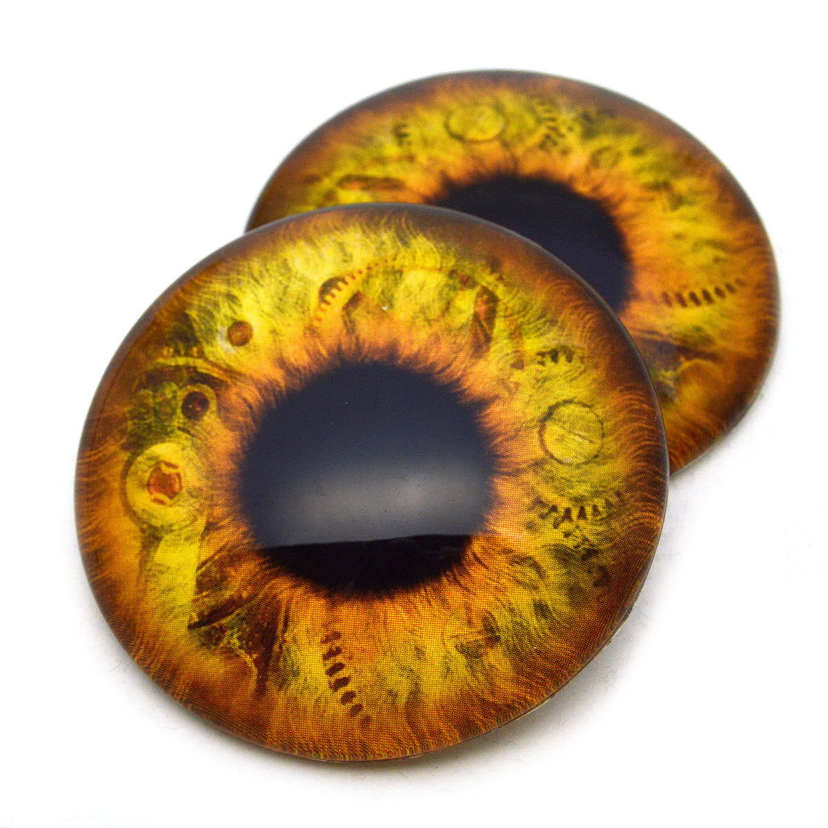 Riveting 50mm Golden Steampunk Glass Eyes – Handmade Glass Eyes
