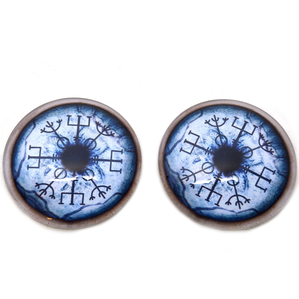 Blue Viking Compass Wolf Vegvisir Glass Eyes – Handmade Glass Eyes