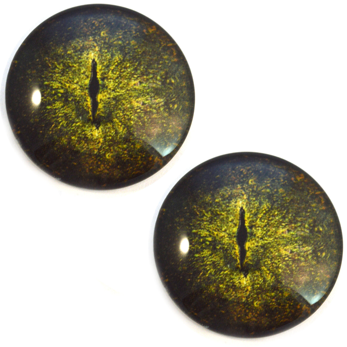Dark Green Crocodile Gharial Inspired Glass Eyes – Handmade Glass Eyes