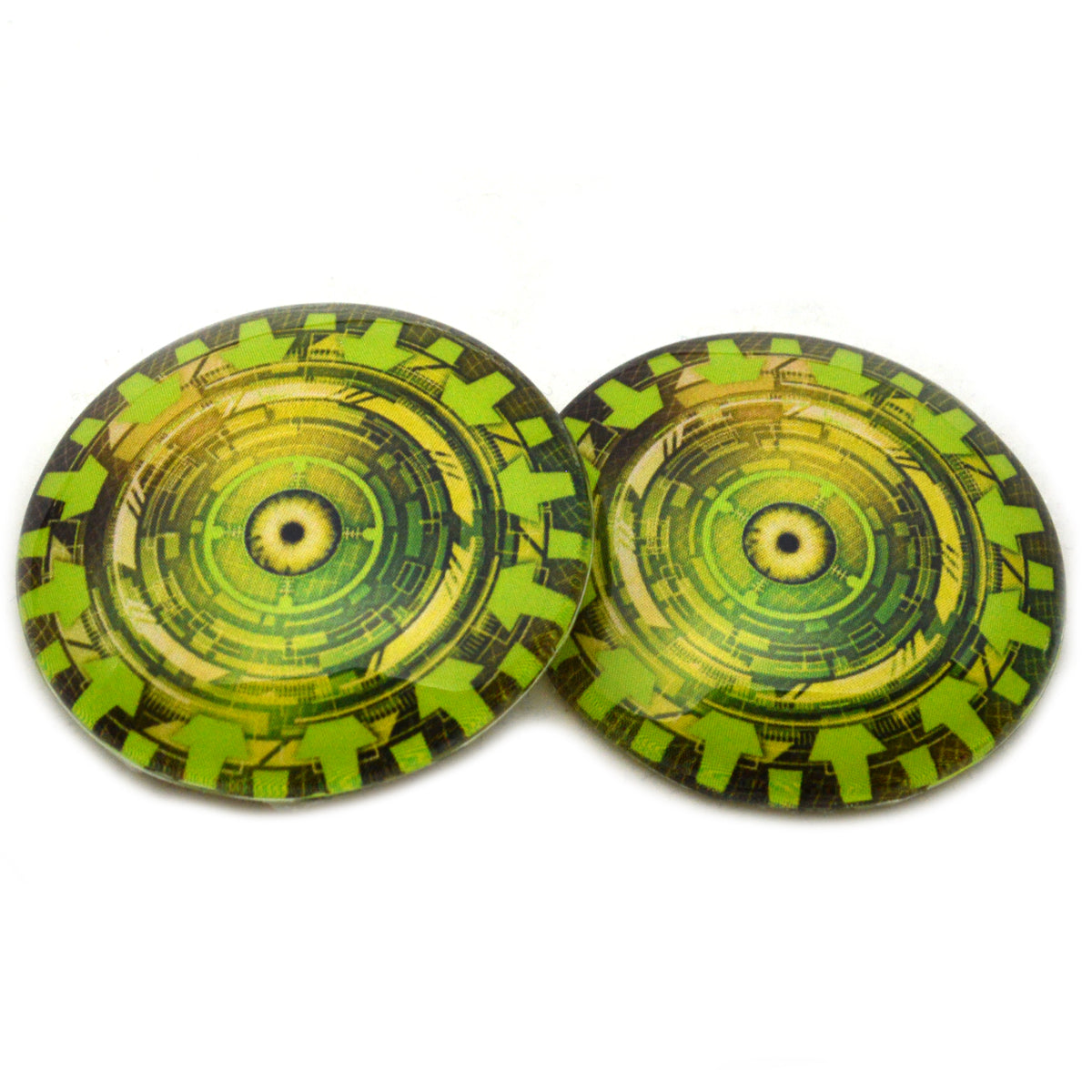 Green Cogs Cyberpunk Glass Eyes – Handmade Glass Eyes
