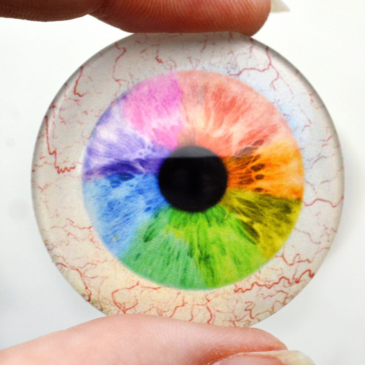 Rainbow Human Inspired Glass Eyes with Whites – Handmade Glass Eyes