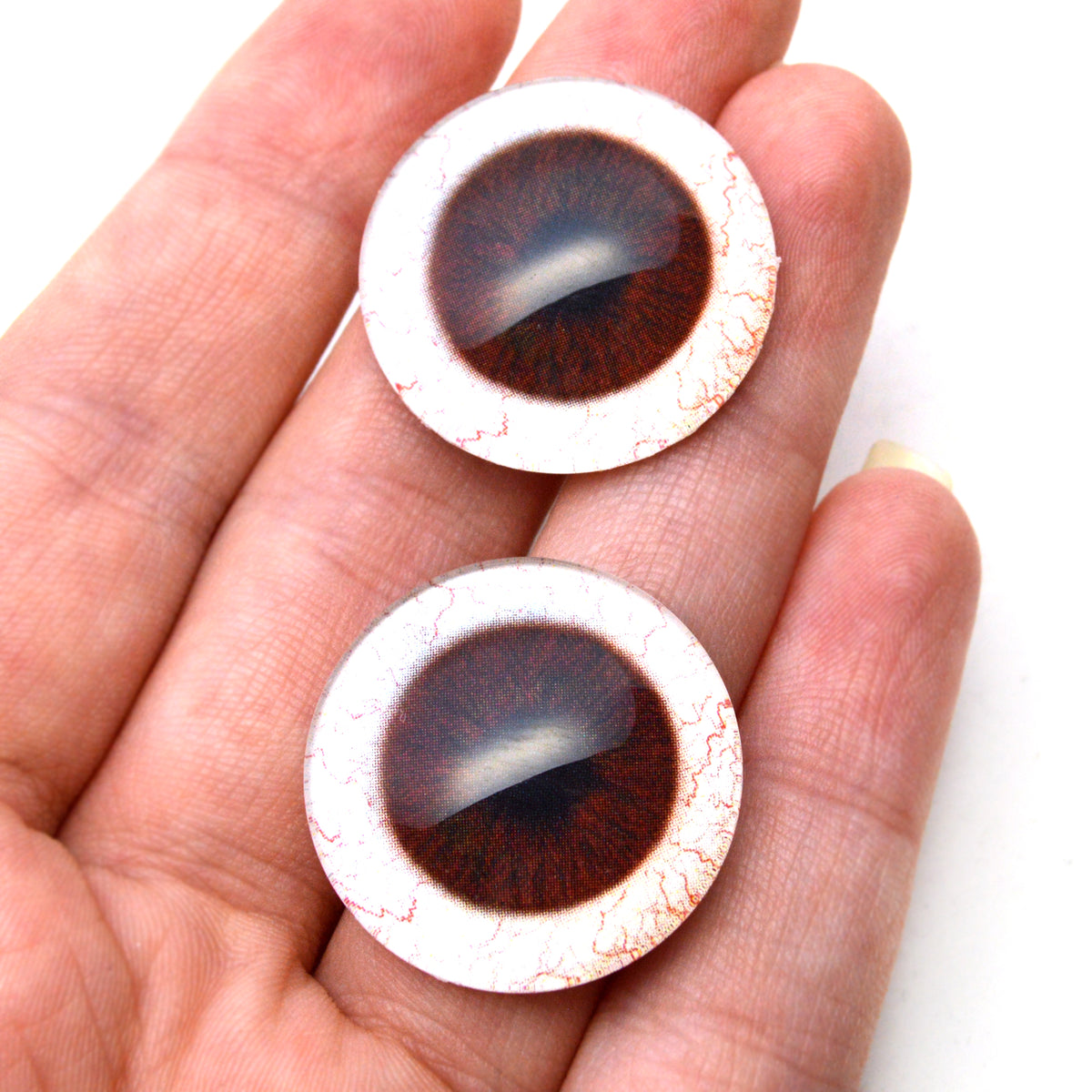 Dark Brown Human Inspired Glass Eyes with Whites – Handmade Glass Eyes