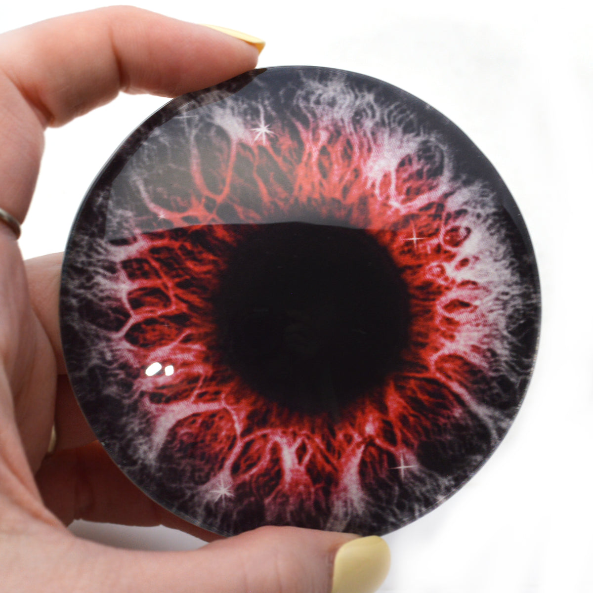 Large 78mm Red Demon Glass Eyes – Handmade Glass Eyes