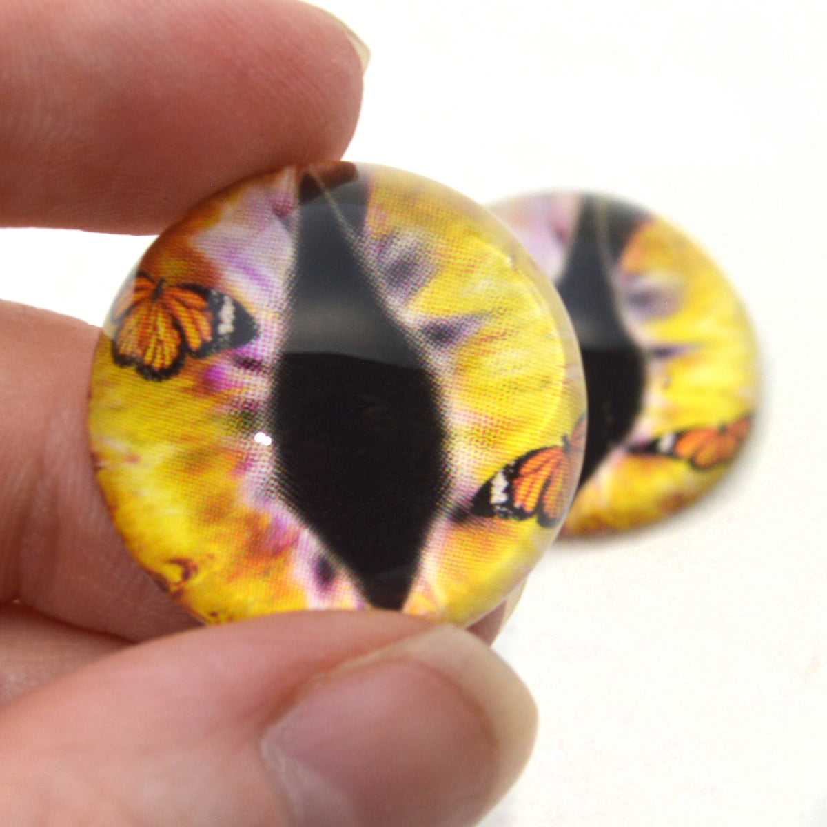 High Domed Yellow Dragon Monarch Butterflies Glass Eyes – Handmade ...